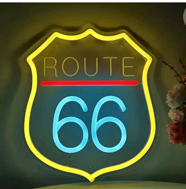 LED NEON SIGN Route 66 USB Wall Night Light Lamp Hanging American Bar ...