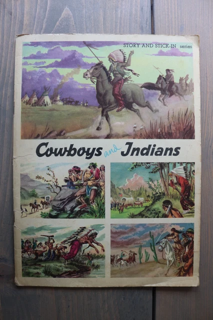 COWBOYS AND INDIANS Story and Stick-In Series c1960's Sandle's Sticker ...