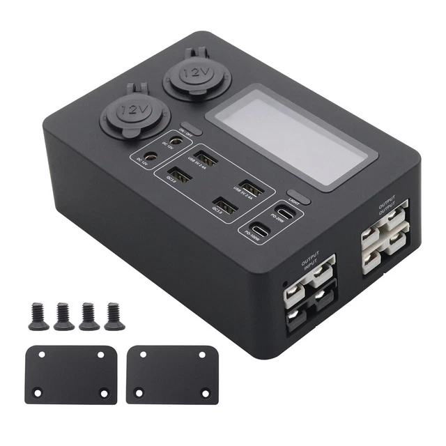 12V POWER DISTRIBUTION Box w/USB Type-C Ports LED Display Screen For RV ...