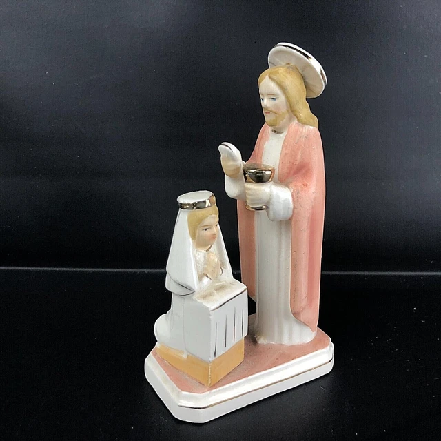 VINTAGE JESUS CHRIST Holy Figurine Statue 1950s 1960s Communion Girl ...