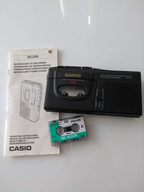 CASIO RC200 MICRO Cassette Voice/Music/Speech Recorder + Handbook ...
