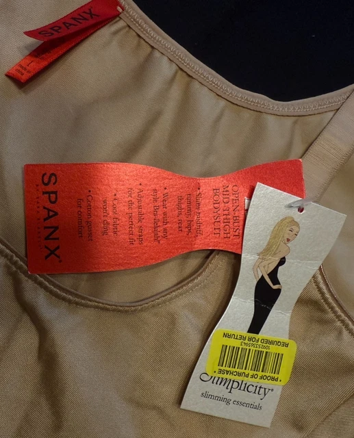 SPANX - OPEN-BUST - Mid-Thigh - Bodysuit - Size Largs - Nude £13.53 ...