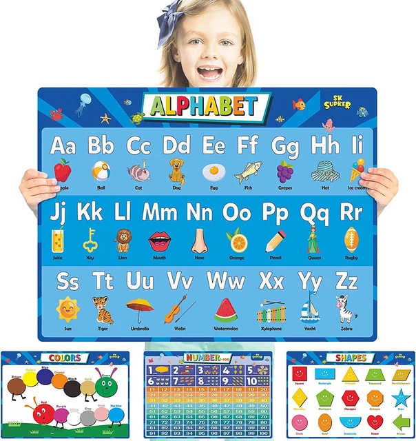 PACK ABC ALPHABET Chart + Numbers 1-100 + Shapes + Colors Poster Set ...