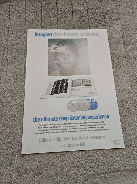 FRAMED MAGAZINE ADVERT 12X8.5" John Lennon : Imagine - The Ultimate ...