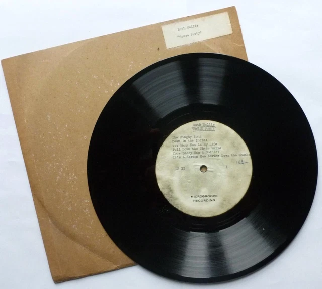 RUTH WALLIS HOUSE Party 10"LP n/a EX 1950 10 inch LP acetate, House ...