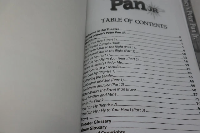 DISNEY PETER PAN JR Book Actor's PLAY Script Dialogue & Sheet Music MTI ...