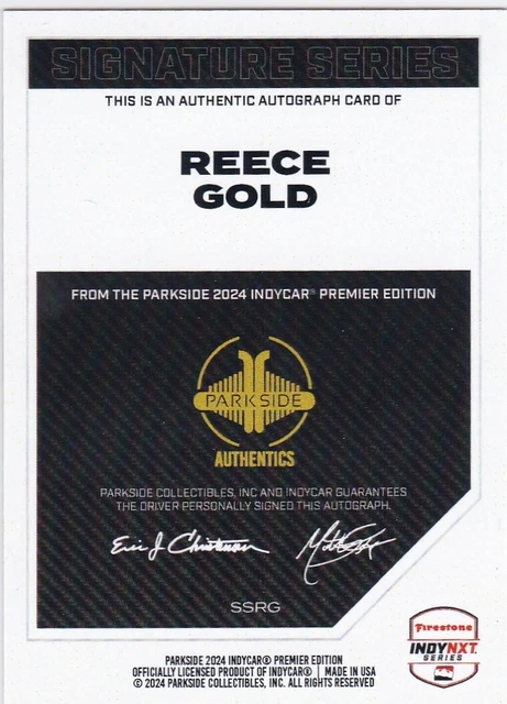 2024 PARKSIDE INDYCAR Indy Car Signature Series Reece oro IndyNXT auto ...