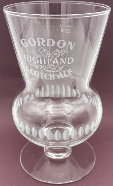 GORDON HIGHLAND SCOTCH Ale Thistle Glass Vintage Etched Design 33cl H ...