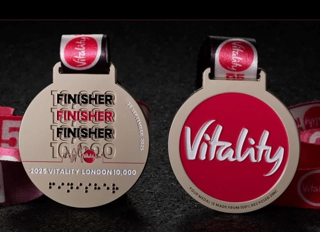 LONDON VITALITY 10,000 2025 Finishers 10k MEDAL 28/09/25 . £5.43 ...