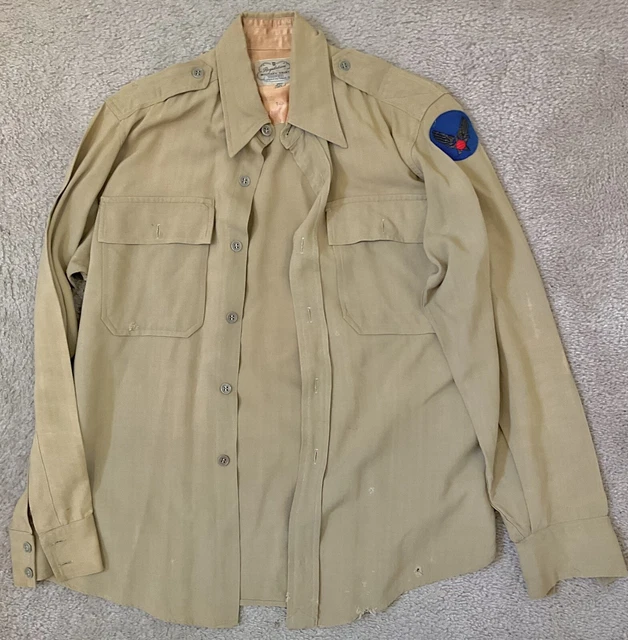 WW2 US ARMY 1940’s Dress Uniform Tan Wool Shirt Bevo Air Forces Patch £ ...