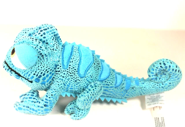 THE DISNEY STORE Pascal Tangled Lizard Stuffed Plush Blue Chameleon ...
