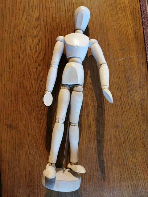 MANNEQUIN EN BOIS Articule Pour Dessin / Hauteur 32 Cm Sur Socle EUR 9 ...