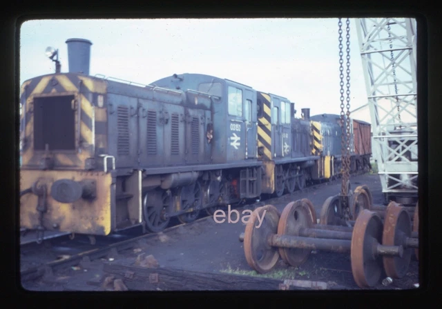 ORIGINAL 35MM SLIDE -Llanelli shed yard w/cut-down cab 03's 03152, 143 ...