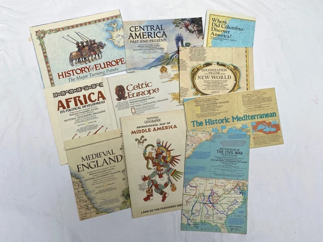 VINTAGE NATIONAL GEOGRAPHIC Maps x10 ‘History’ 1970s 1980s Good ...