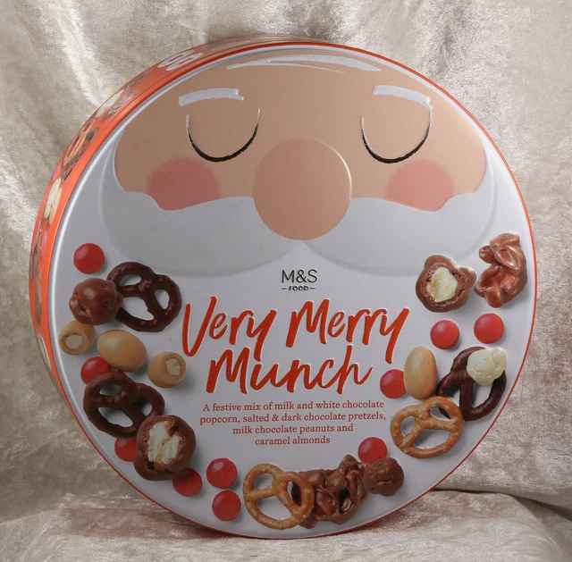 MARKS AND SPENCERS very merry munch tin Christmas design collectable £1 ...