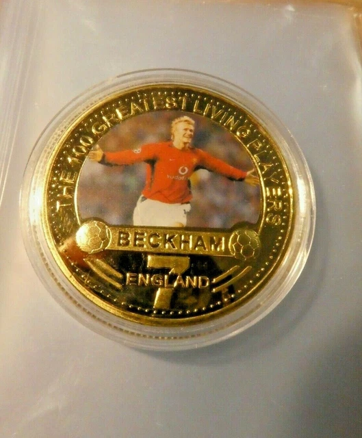 DAVID BECKHAM FOOTBALL Metal Coin Card Dm4 Carte Medal Piece #2 Gold ...