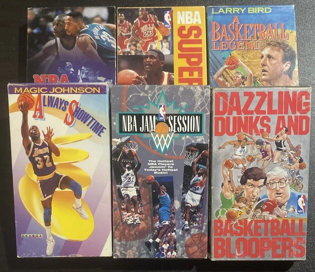 ( 6 ) CBS FOX Sports NBA VHS Lot Superstars Magic Dunks Legacy Bird Jam ...