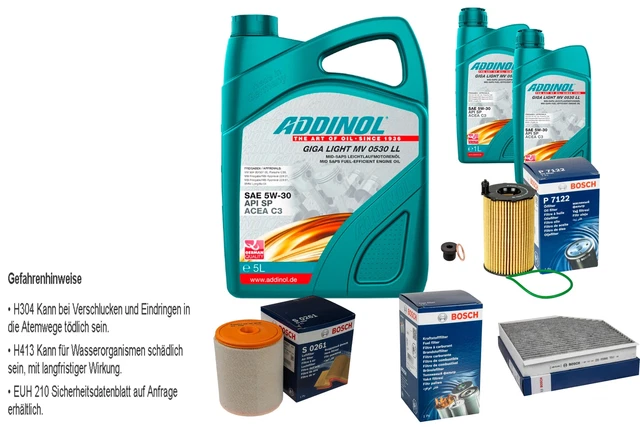 BOSCH INSPECTION SET 7L Addinol Giga Lumière Mv 5W-30 pour Audi A7 ...