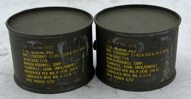 1950'S US MILITARY Bearing Ball Sealed Original Tins FSN 3110-156-4652 ...