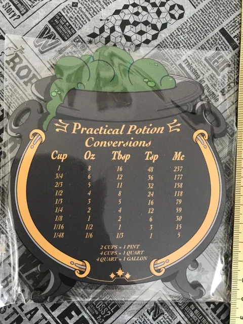 WIZARDING TRUNK HARRY potter cauldron practical potion conversion chart ...