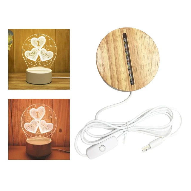 WOOD LIGHT BASE USB Cable Display Base Switch Night Light for ...
