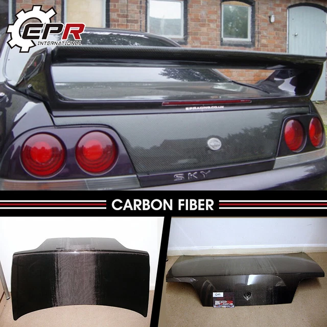 FOR NISSAN SKYLINE R33 GTR GTS Carbon Fiber Rear Trunk Boot Lid Trim ...