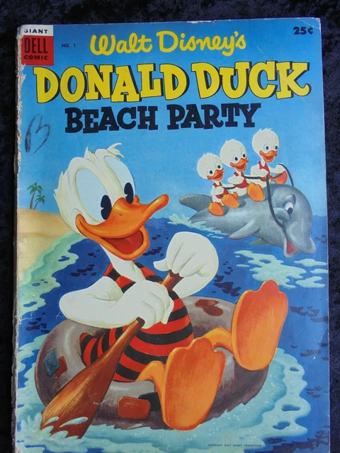 WALT DISNEY'S DONALD Duck Beach Party #1 1954 Dell Golden Age Giant £19 ...