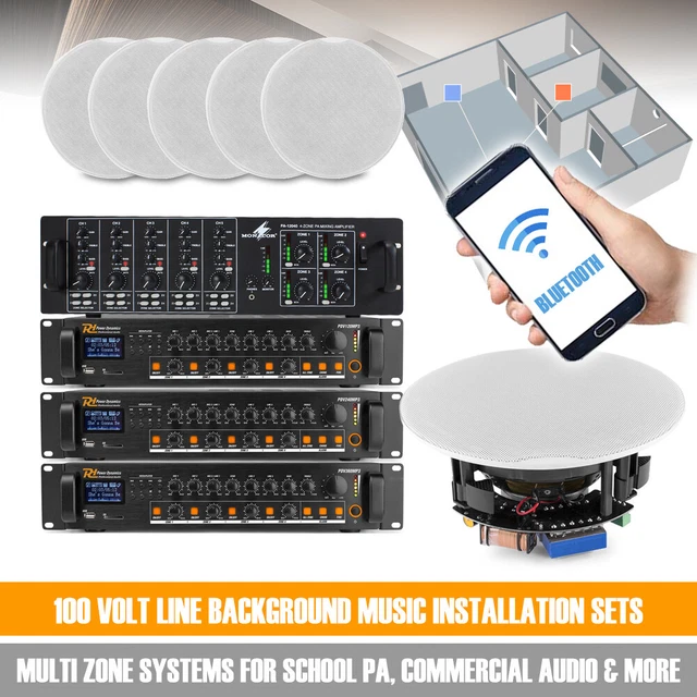 CEILING SPEAKER MULTI Zone Sound System Commercial Installation 100V ...