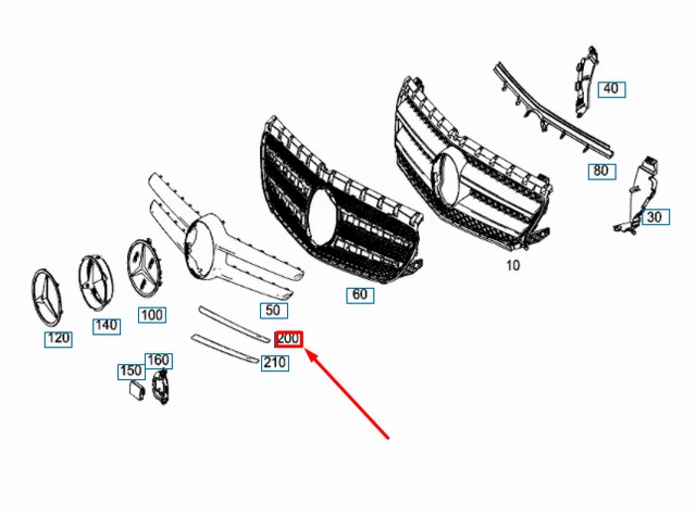 NEW OEM MERCEDES-BENZ B W246 Radiator Grille Top Right Trim A2468882085 ...