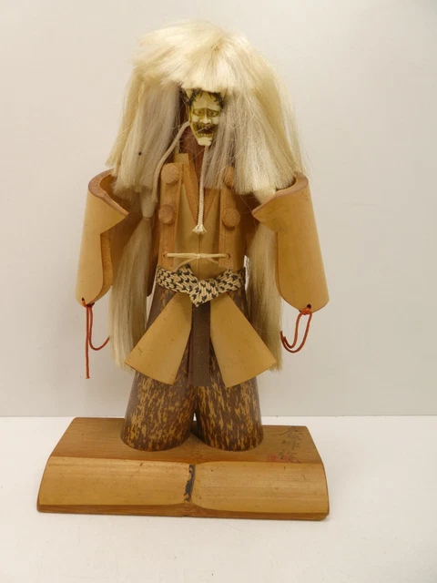 VINTAGE JAPANESE BAMBOO Samurai Warrior Wooden Doll Statue Kabuki ...