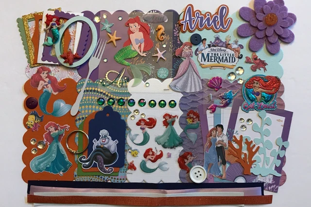 DISNEY ARIEL LITTLE Mermaid Custom Chipboard Mini Book Album DIY Kit ...