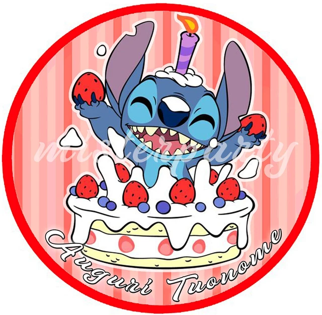 CIALDA OSTIA PER torte Lilo e Stitch tonda Grande A3 cm.28 di diametro ...