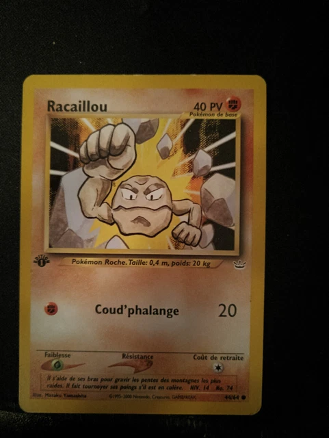 CARTE POKÉMON RACAILLOU 44/64 Wizards Neo Revelation Edition 1 First 1ere Fr Vf EUR 1,00 ...
