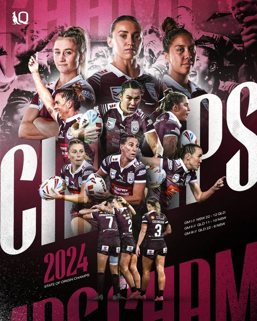 2024 QLD MAROONS CHAMPIONS STATE OF ORIGIN NRL rugby TEAM PLAYERS ...