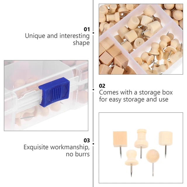 1 BOX OFFICE Pushpins Delicate Thumbtacks Creative Thumbtacks (Wood ...