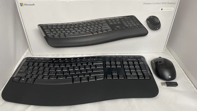 MICROSOFT WIRELESS COMFORT 5050 Desktop Keyboard & Mouse PP4-00001 Open ...