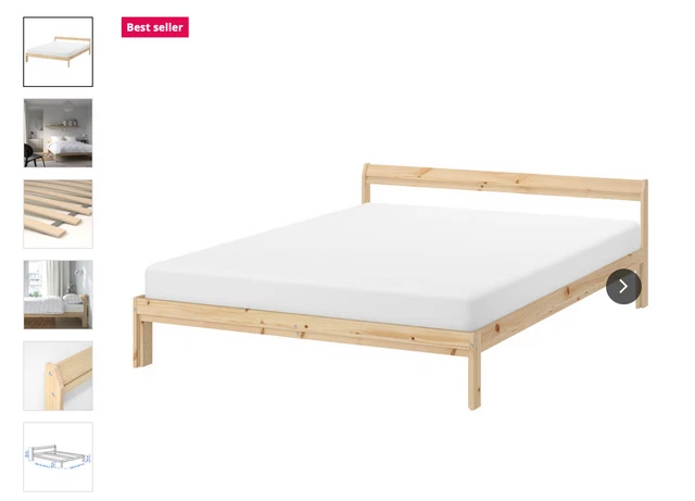 IKEA NEIDEN BED Frame solid wood Pine/Luröy Standard Double Without ...