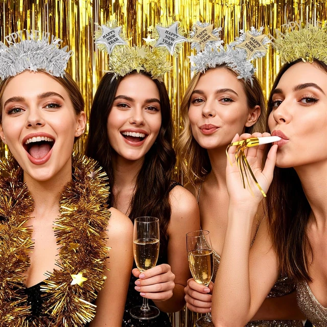 HAPPY NEW YEAR Headbands 2026, 10PCS New Year Eve Decorations with Star ...
