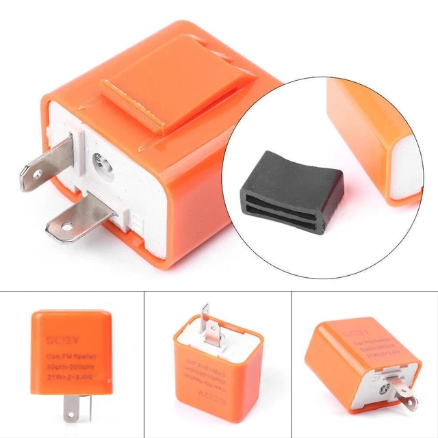 ORANGE 2-PIN SPEED Adjustable LED Flasher Relay Fix Motorcycle Light ...