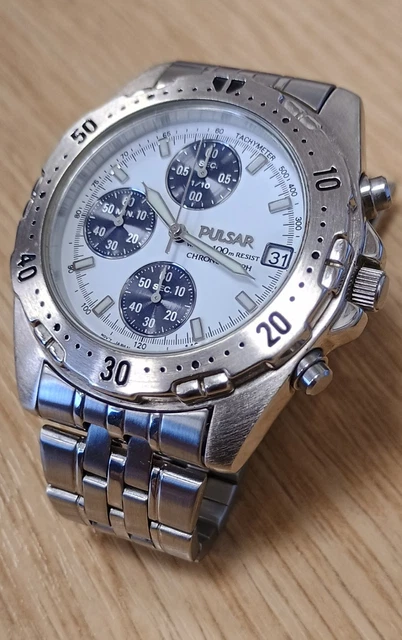 PULSAR BY SEIKO Chronograph V657 8030 Panda Vintage 1988 £43.52 ...
