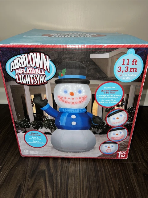 11FT AIRBLOWN INFLATABLE LIGHTSYNC SNOWMAN GEMMY Original Box $200.00 ...