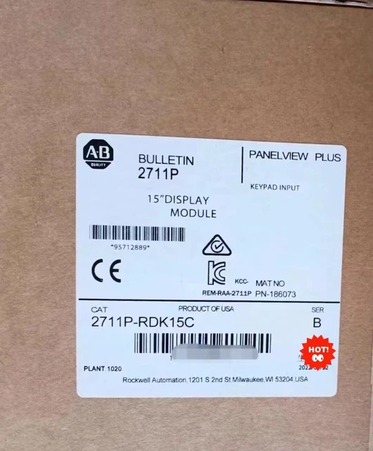 ALLEN BRADLEY 2711P-RDK15C Color 15" Display Module PanelView Plus New ...