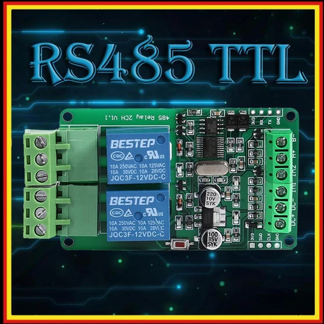 MODBUS RTU 2 Way Relay Module TTL/RS485 Interface Communication with ...