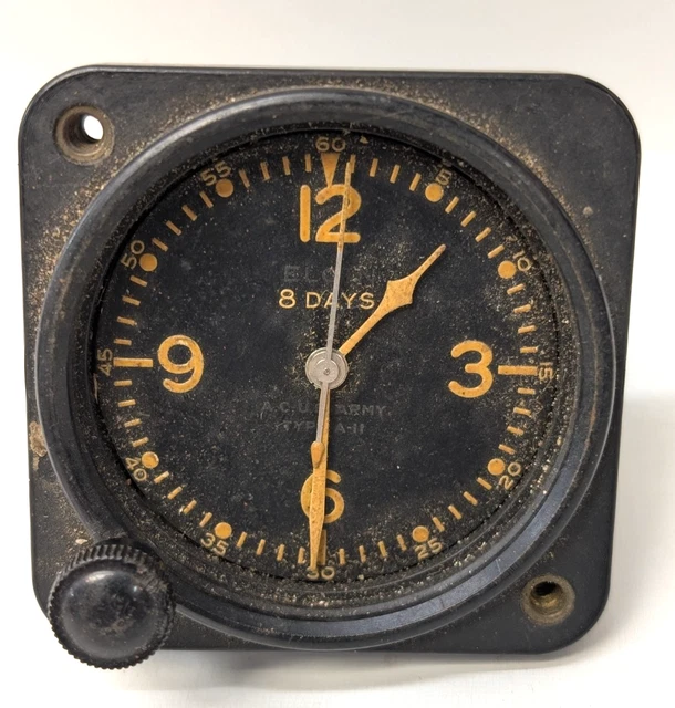 ELGIN 1776 WW2 Era Military Aircraft 8-Day Cockpit Clock Parts or ...