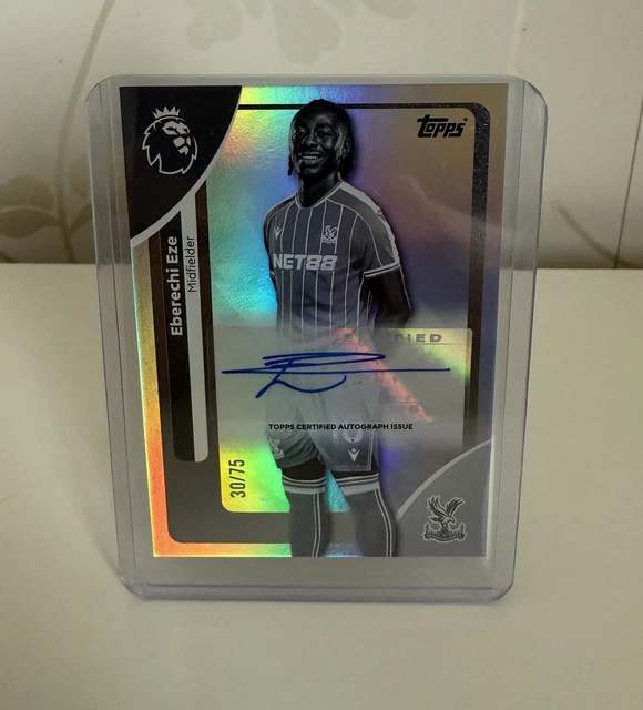 TOPPS PREMIER LEAGUE 2026 Eberechi Eze Autograph 30/75 Black & White ...