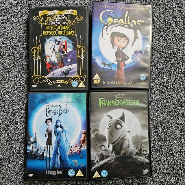 TIM BURTON'S CORPSE Bride, Nightmare, Coraline & Frankenweenie DVD ...