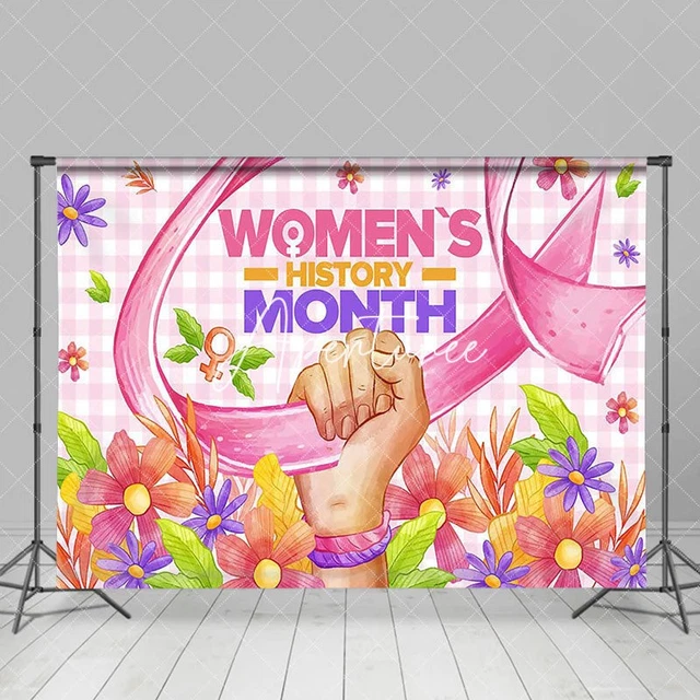 PINK PLAID FLORAL Womens History Month Backdrop $36.09 - PicClick AU
