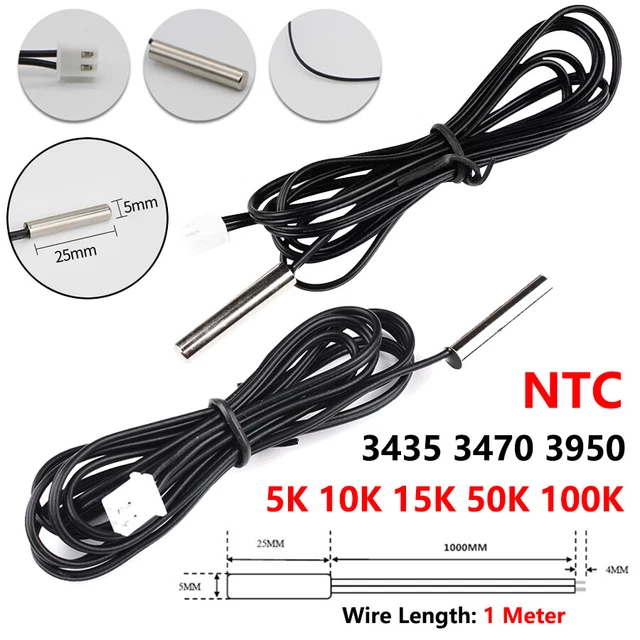 NTC THERMISTOR TEMPERATURE Sensor Waterproof Probe 5K 10K 15K 50K 100K ...