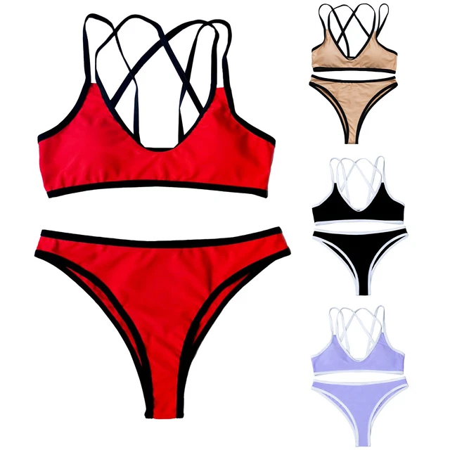 Womens Swimwear Silky Bikini Pool Lingerie Set Sexy Thongs Glossy Swimsuit Hot Eur 1889
