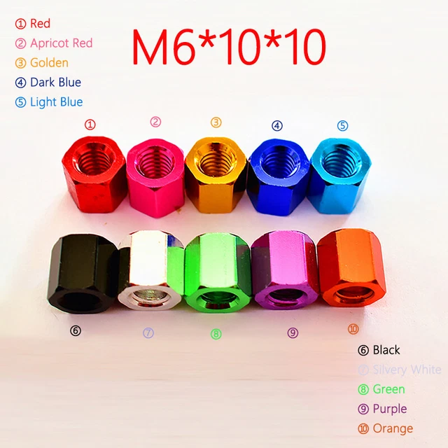 LONG HEXAGON NUT Connector Hex Nuts Connecting Aluminium Alloy M6*5/10 ...